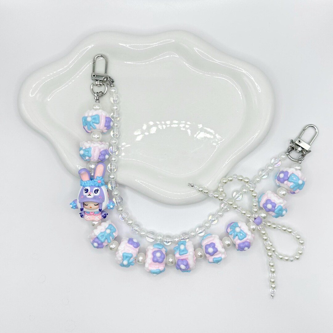 Skullpanda Purple and Blue Purse Chain | Beaded Bag Charm | Hand ...
