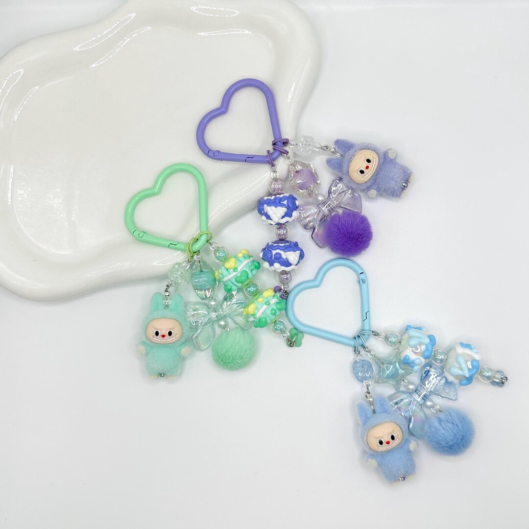 The Monsters Labubu Figures With Hand Painted Bead Keychain | Bag Charm ...