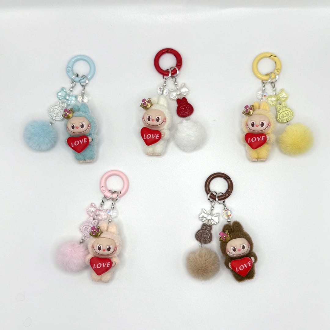 The Monsters Labubu Figures With Hand Painted Bead Keychain | Bag Charm ...