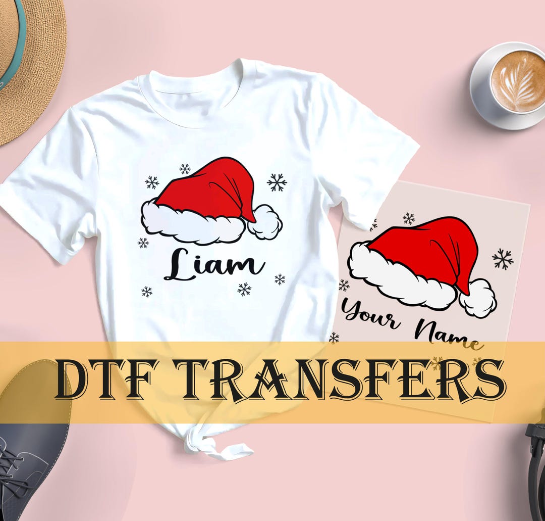 Personalized Name Santa Hat DTF - Christmas Ready to Press - Etsy