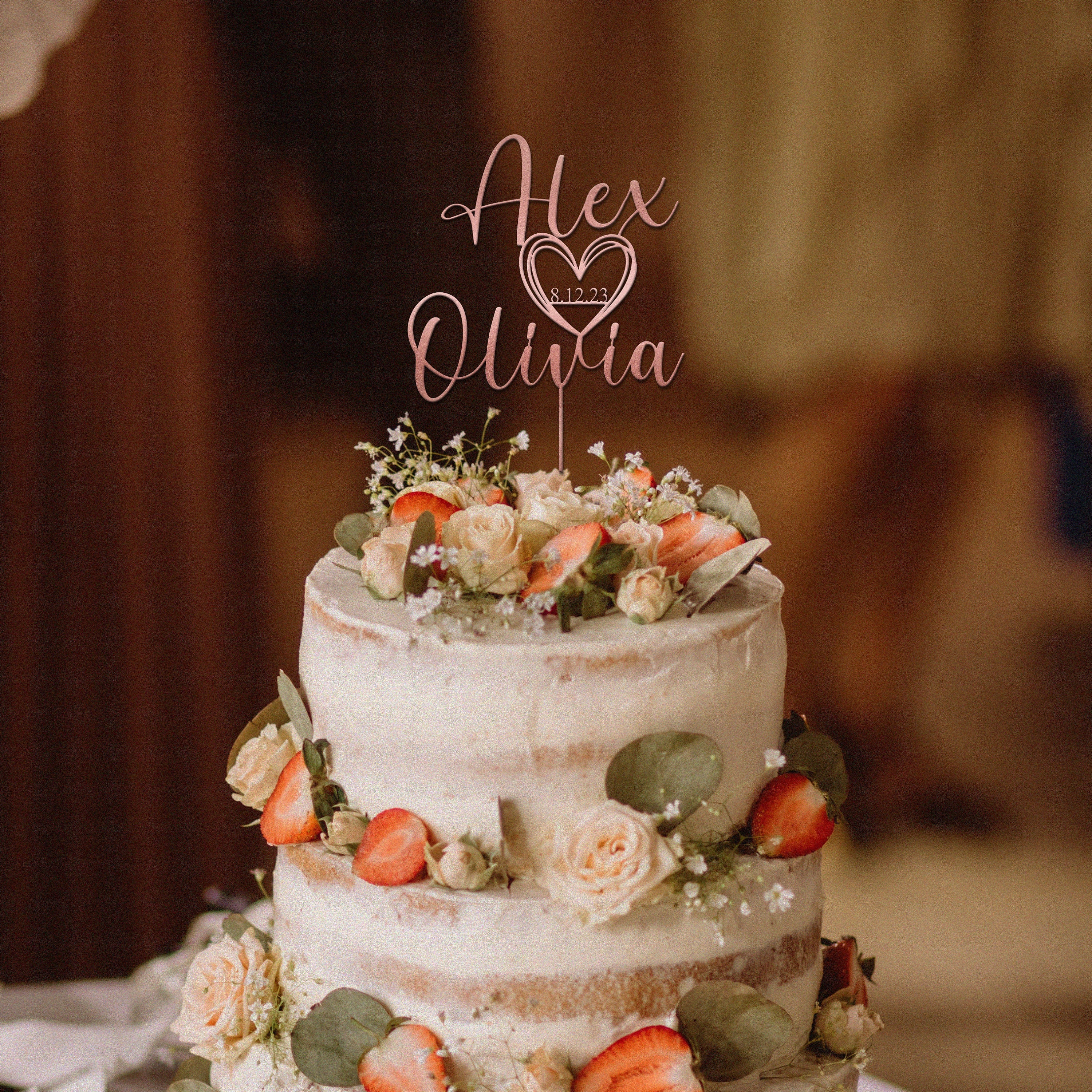 Customized Wedding Cake Topper Featuring Your Special Date Elegant ...