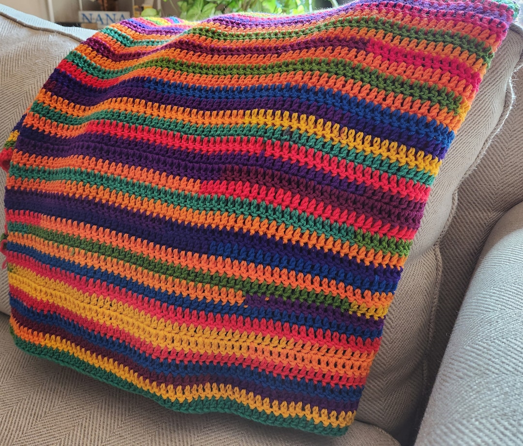 Crocheted Afghan - Multi Colored - Etsy