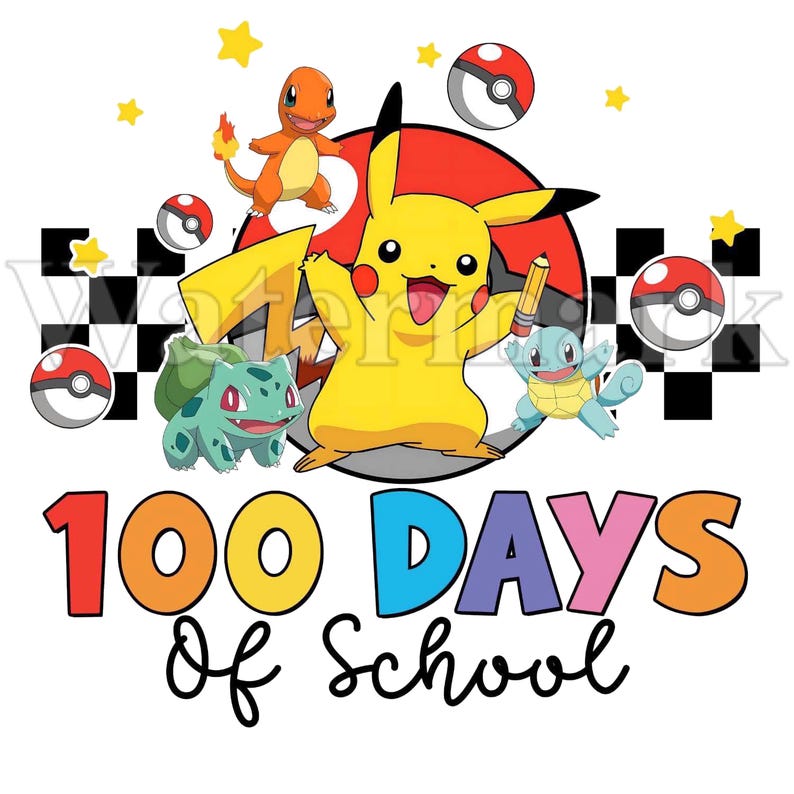 Pokémon 100 Days of School Png - Etsy