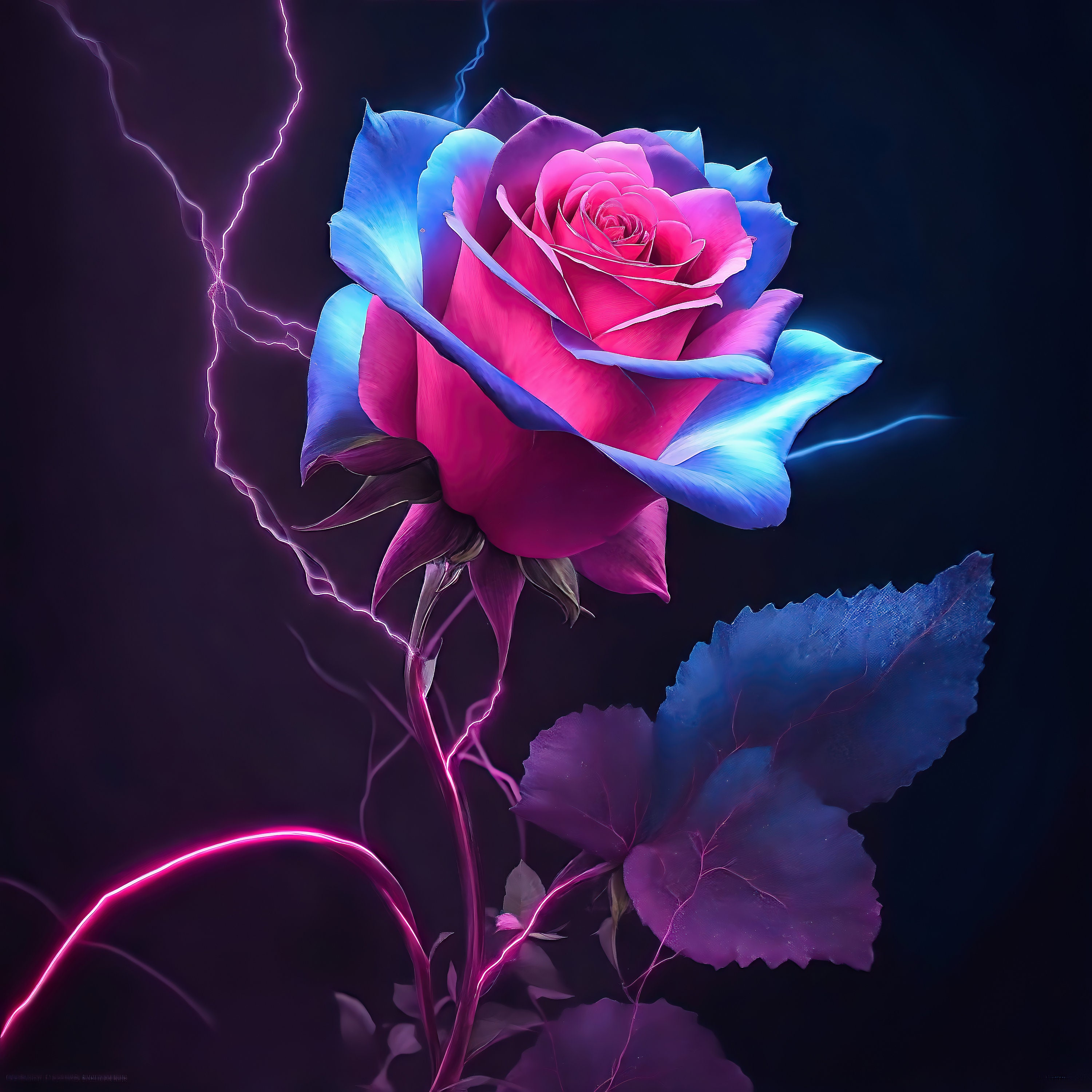 Neon Rainbow Roses Wallpaper