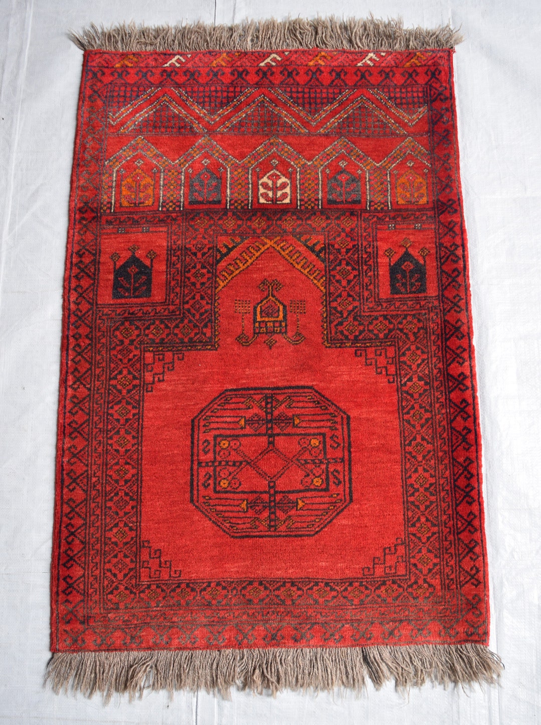 Handwoven Islamic Prayer Rug Traditional Muslim Mat for Salah Antique ...