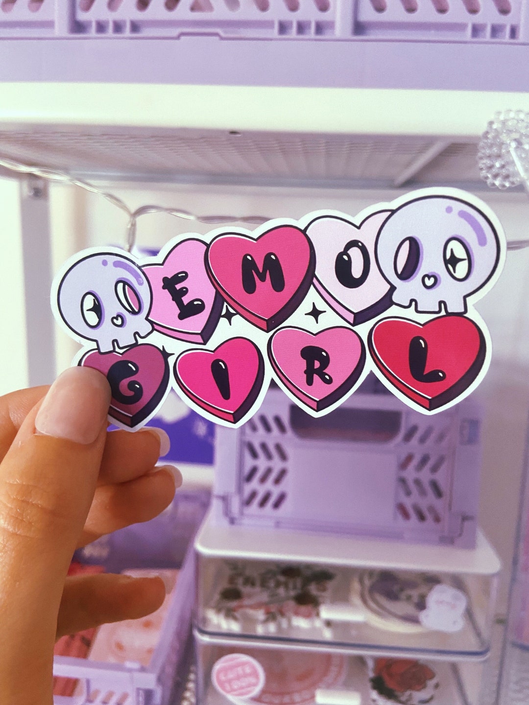 Emo Girl Sticker Emo Girl Stationery Die Cut Sticker Girly Gothic Print ...