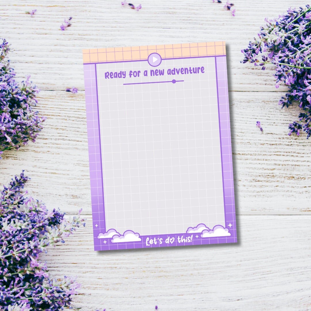 Kawaii Purple Clouds Notepad | A6 Notepad | Purple Notepad | Tearaway ...