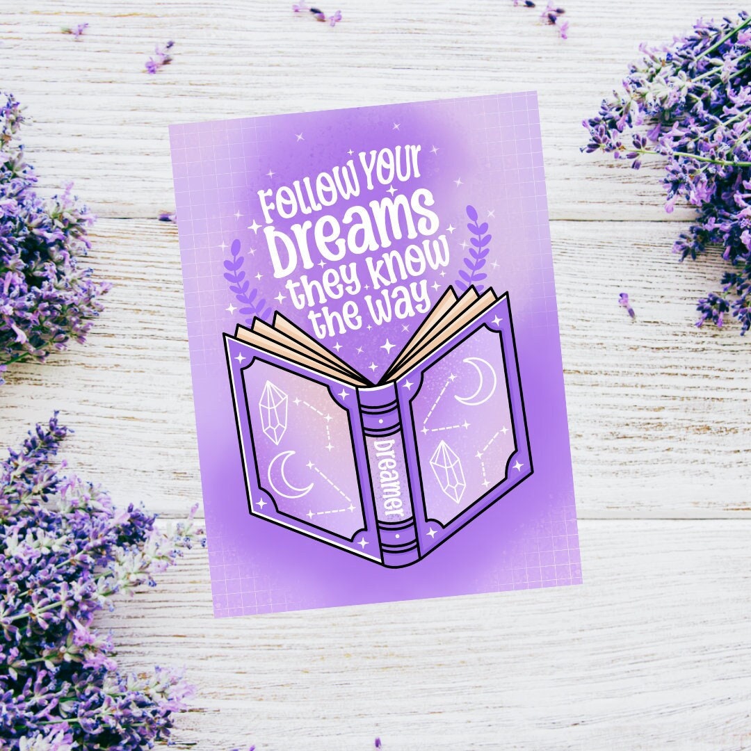 Magical Spell Book Art Print Follow Your Dreams Print Quote Print ...