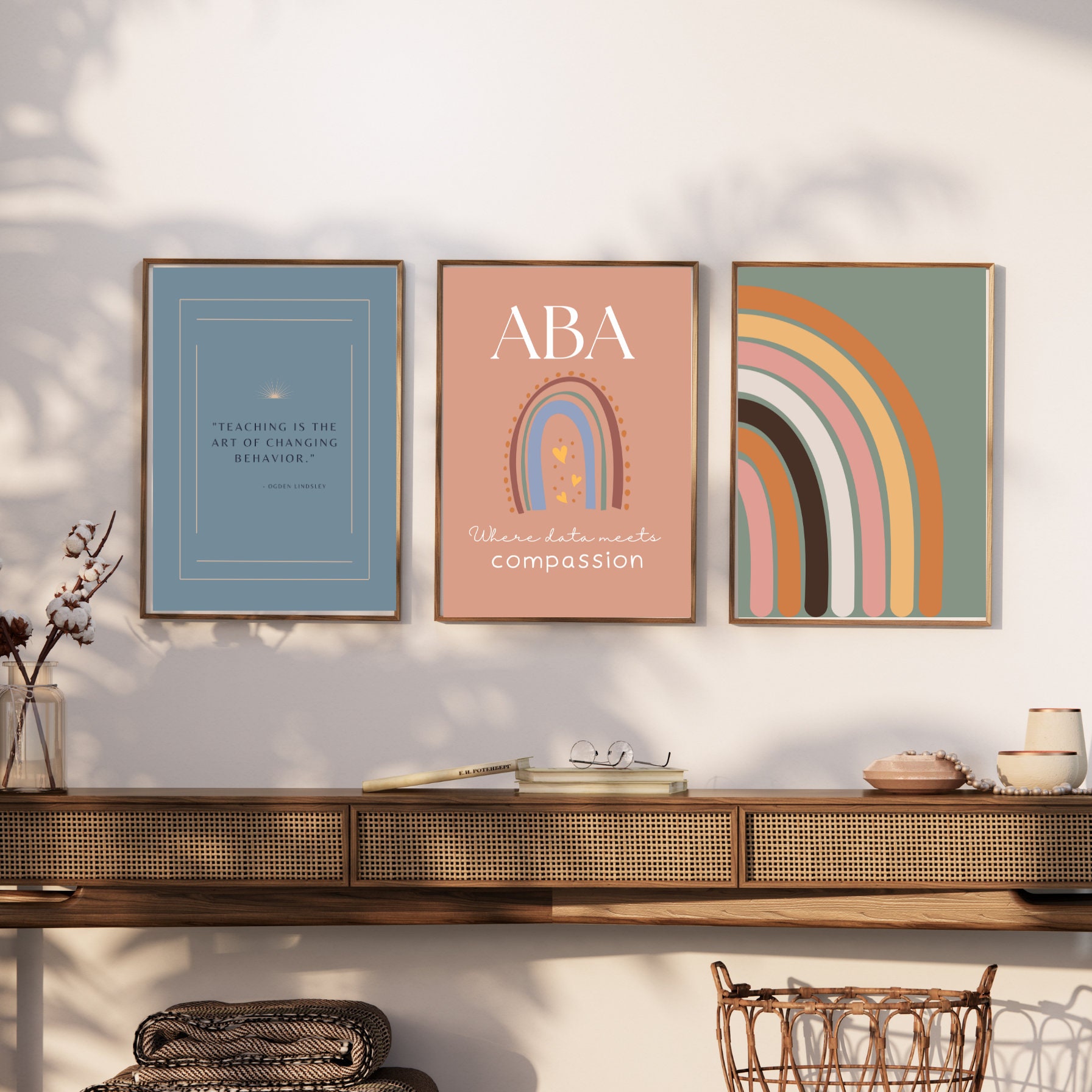 10 ABA Boho Printable Wall Art Bundle BCBA Office Decor - Etsy Canada