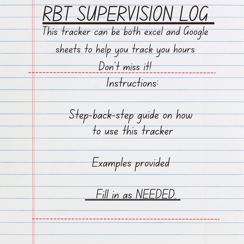 RBT Supervision Tracker, RBT Supervision Log, RBT Supervision, Rbt ...