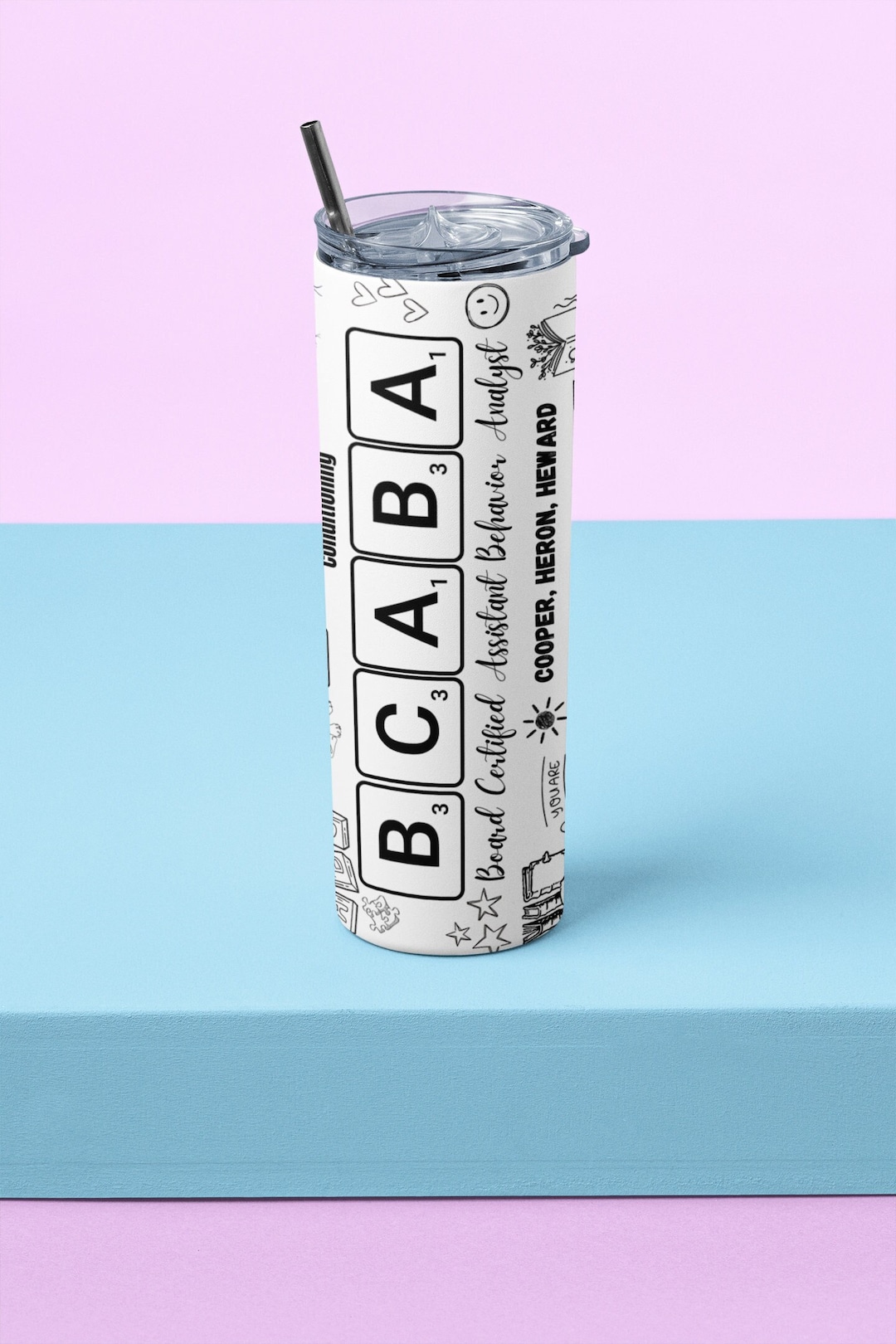 ABA - Bcaba Skinny Tumbler With Straw 20oz- Aba Therapist Water Bottle ...