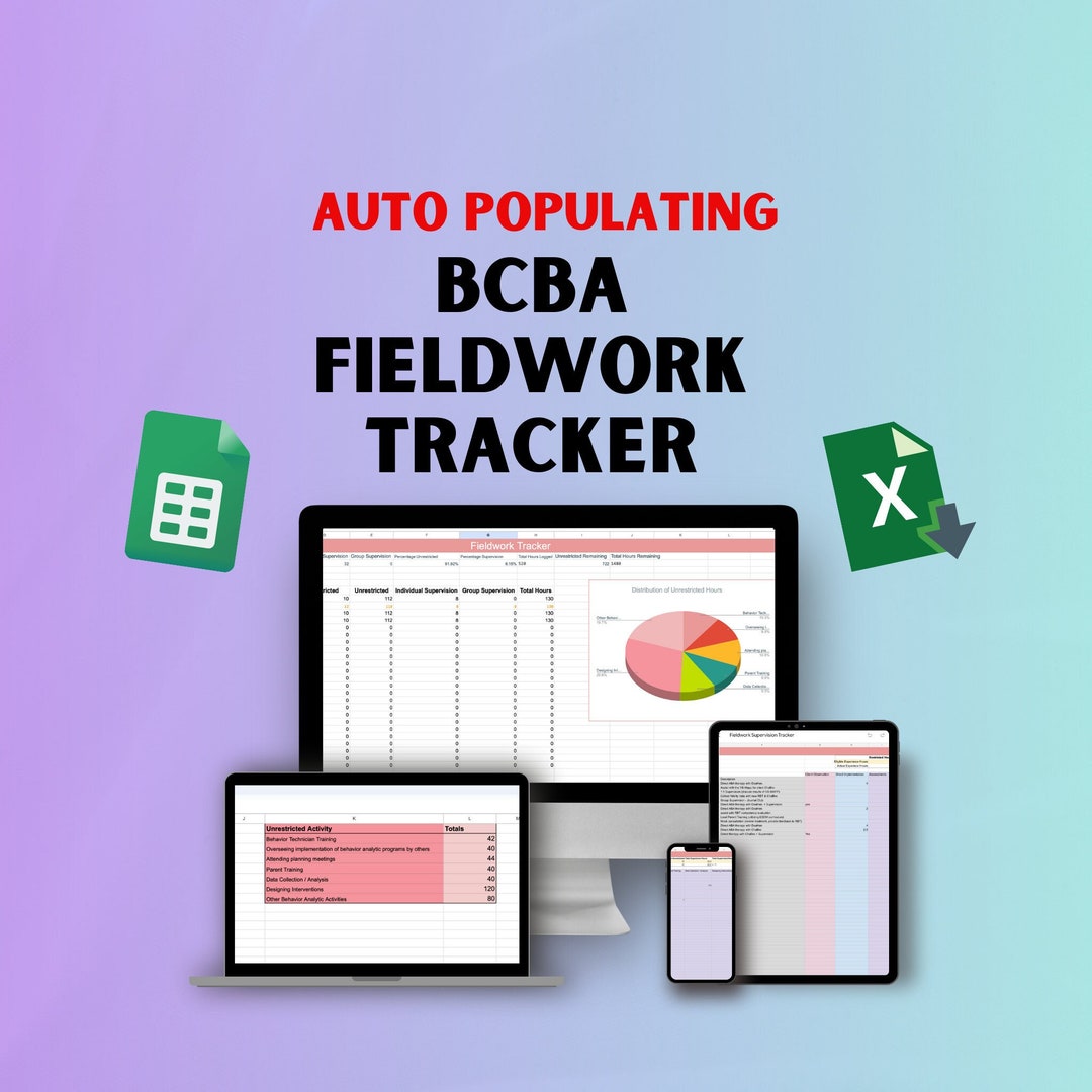 BCBA Fieldwork Hour Tracker | BCBA Supervision Hour Tracker | BCBA ...