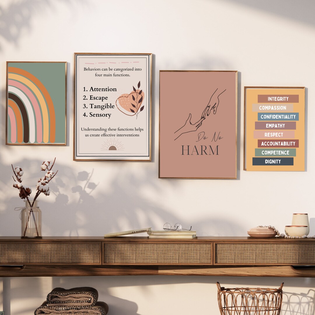 10 ABA Boho Printable Wall Art Bundle, BCBA Office Decor Posters, ABA ...