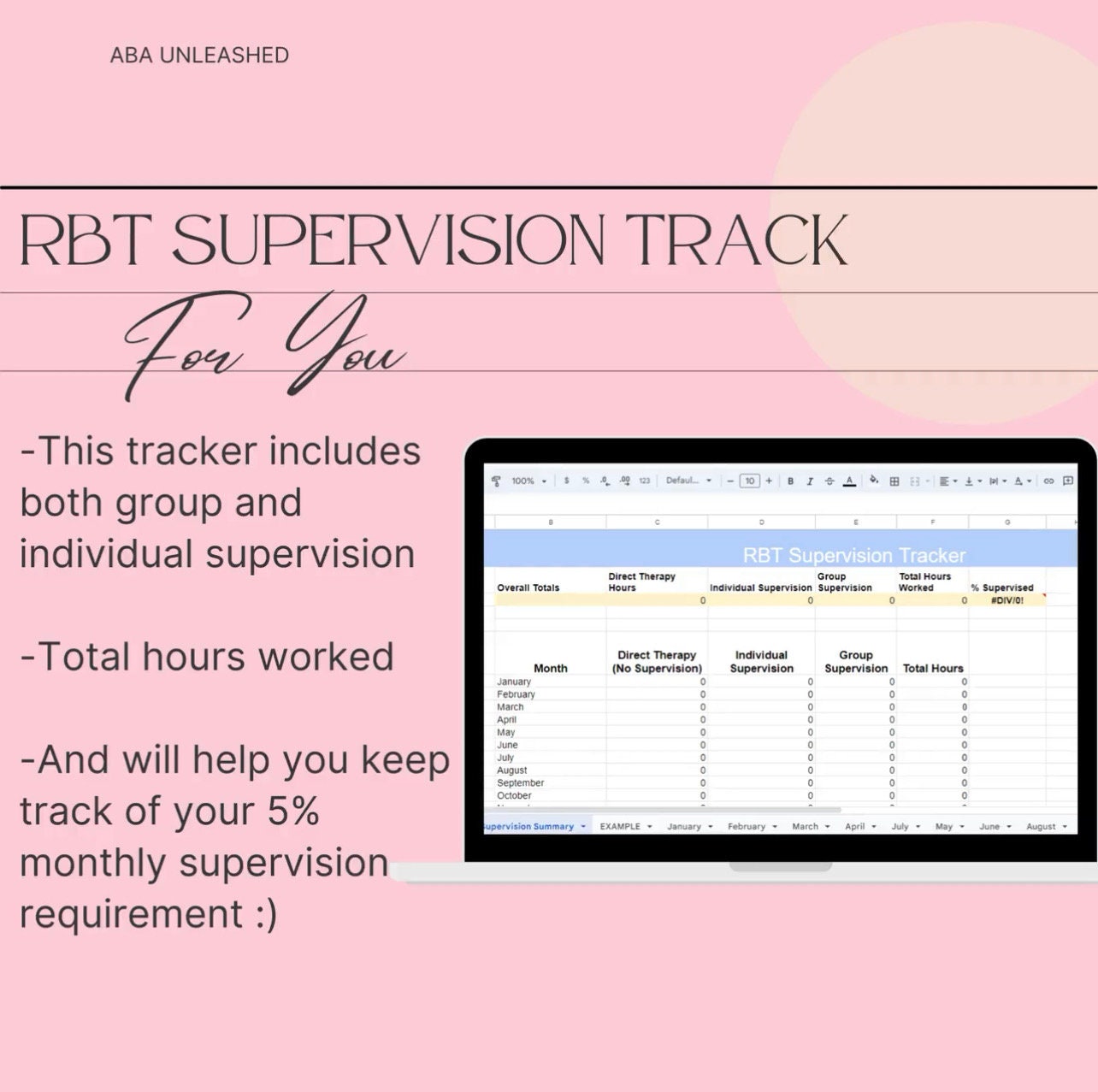 RBT Supervision Tracker, RBT Supervision Log, RBT Supervision, Rbt ...