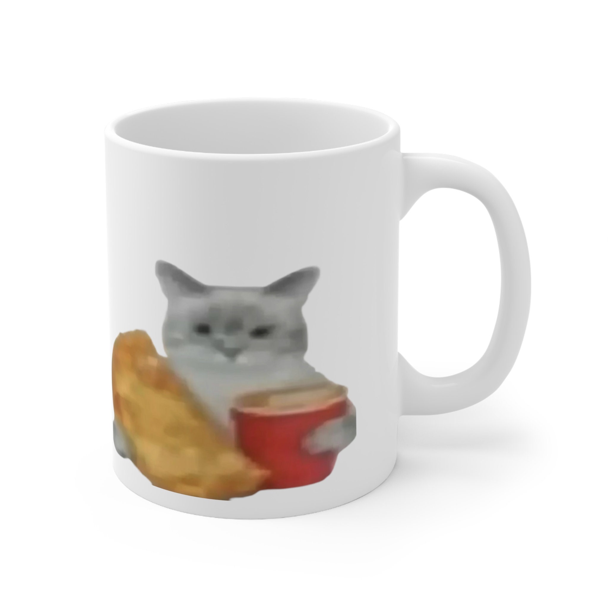 Low Res Cat Holding Food Ceramic Mug 11oz Funny Mug, Meme Mug, Tea Mug ...
