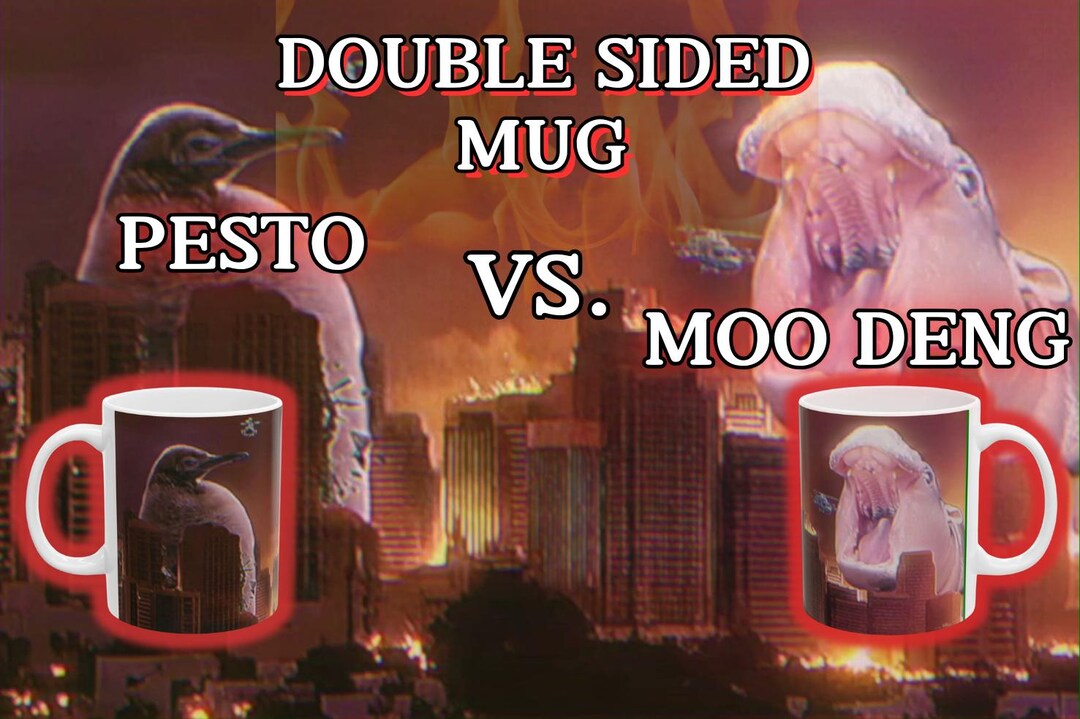 Pesto Vs Moo Deng Ceramic Mug 11oz || Funny, Meme, Gag, Novelty, Quirky ...