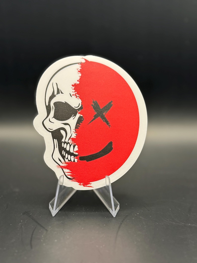 Smiley Face Skull Sticker - Etsy