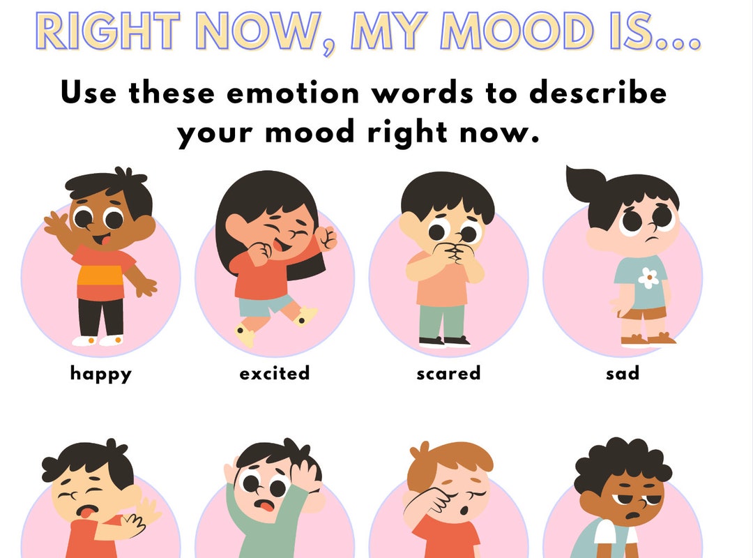 Mood Chart for Kids Ages 4-8 Play Therapy Empathy - Etsy