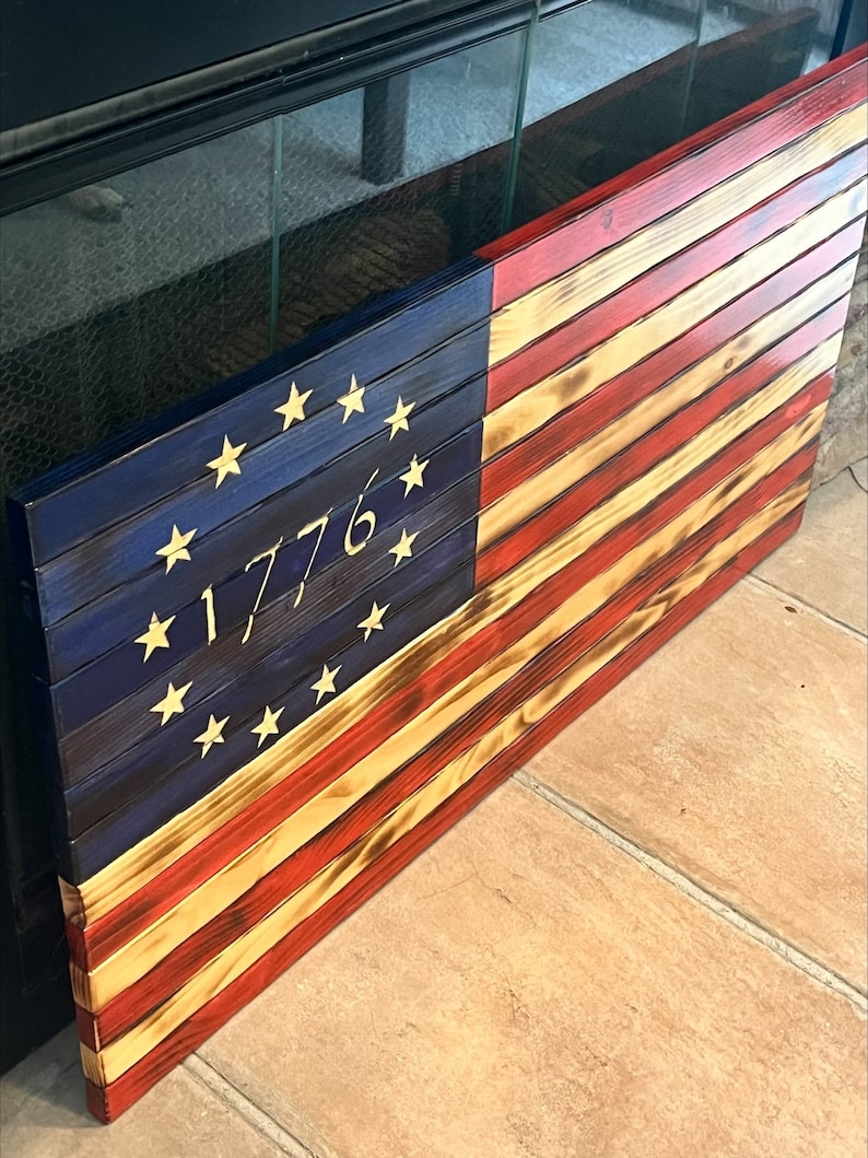 Handmade Wooden 1776 American Flag - Etsy