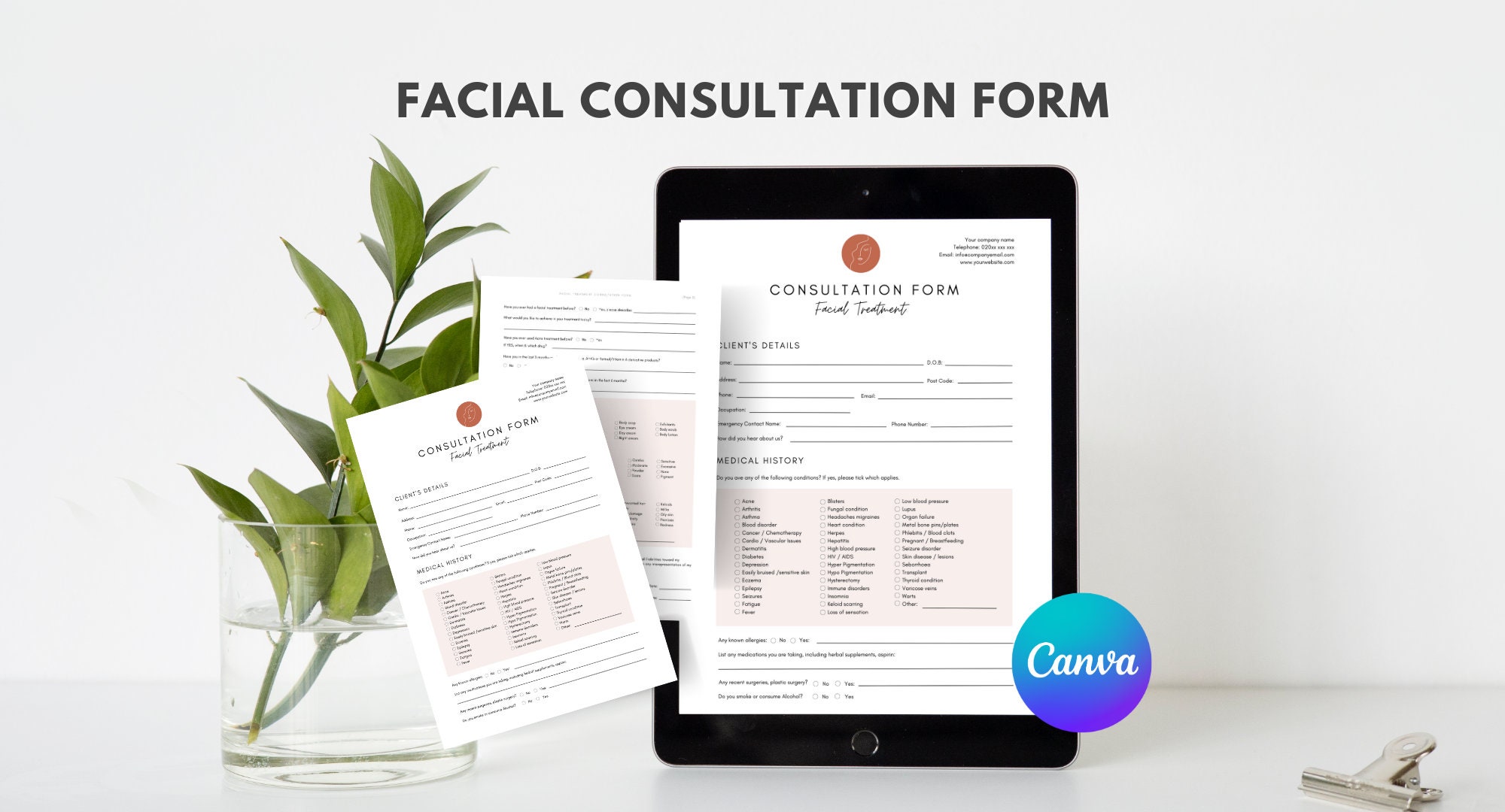 Facial Client Consultation Form Intake Beauty Salon Printable Template ...