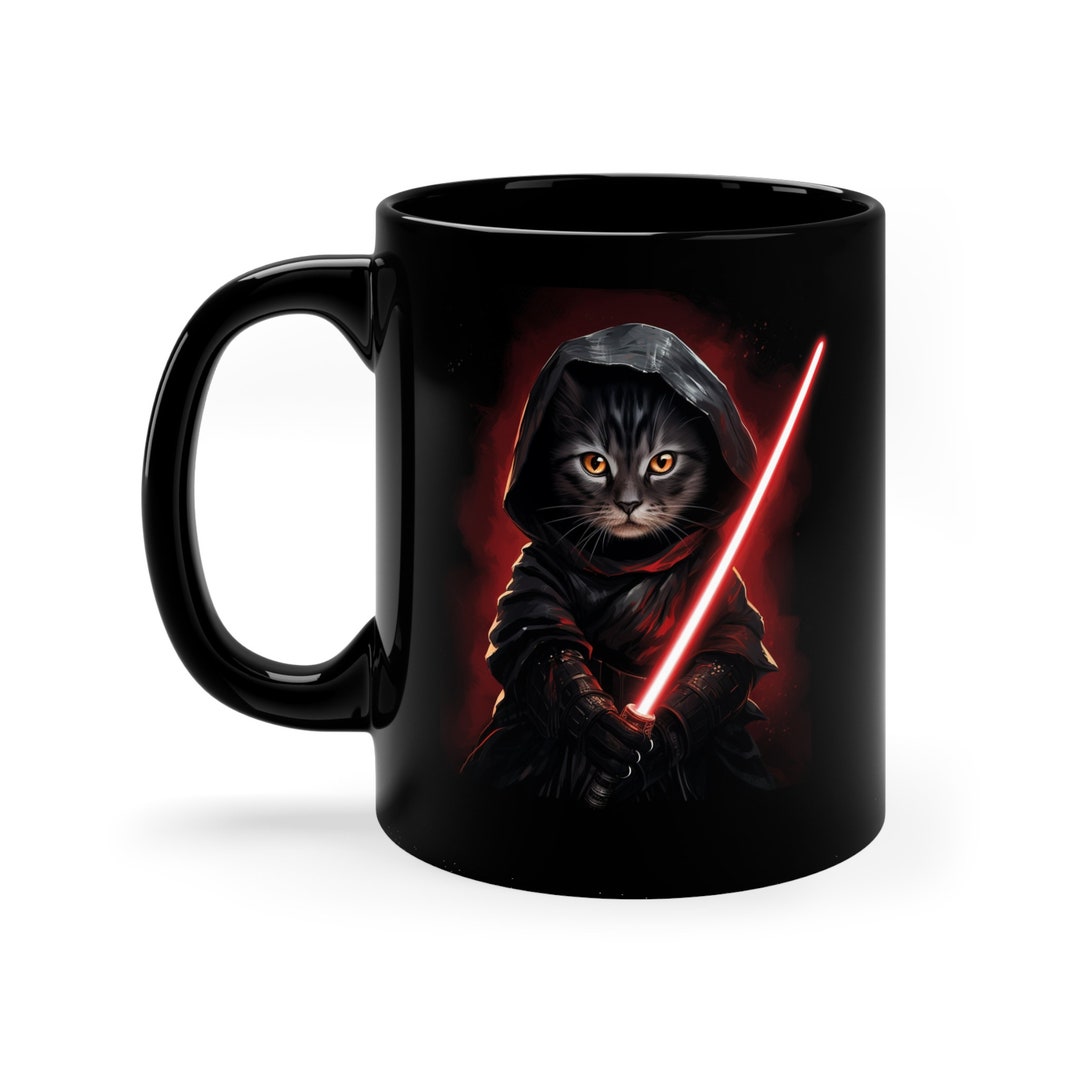 Cat Sith Mug Tabby Cat Mug Design Black Mug Ceramic Mug Cat Cup Cat ...