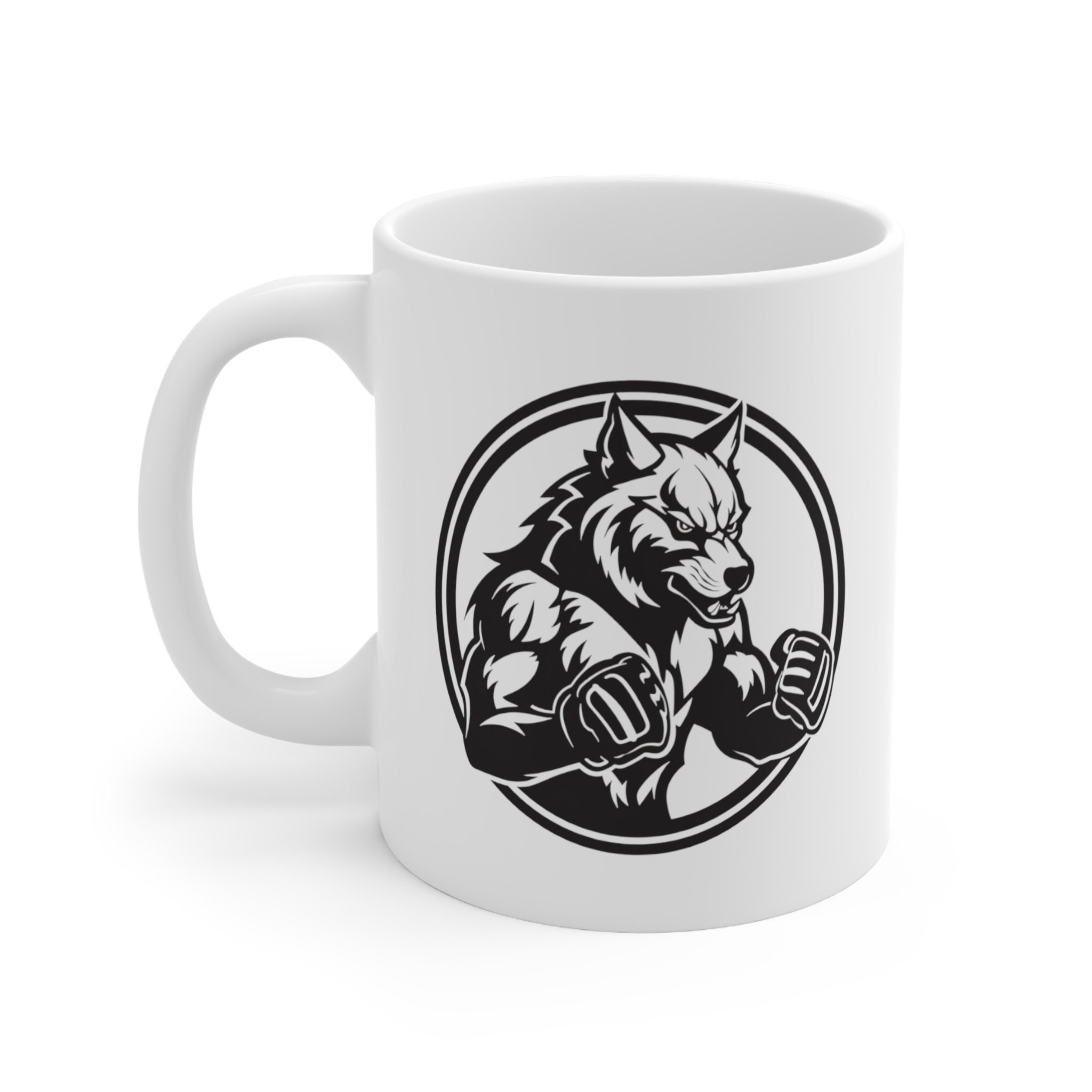 Wolf Ceramic Mug 11oz Fighting Wolf Mug Wolf Coffee Cup Wolf Coffee Mug ...