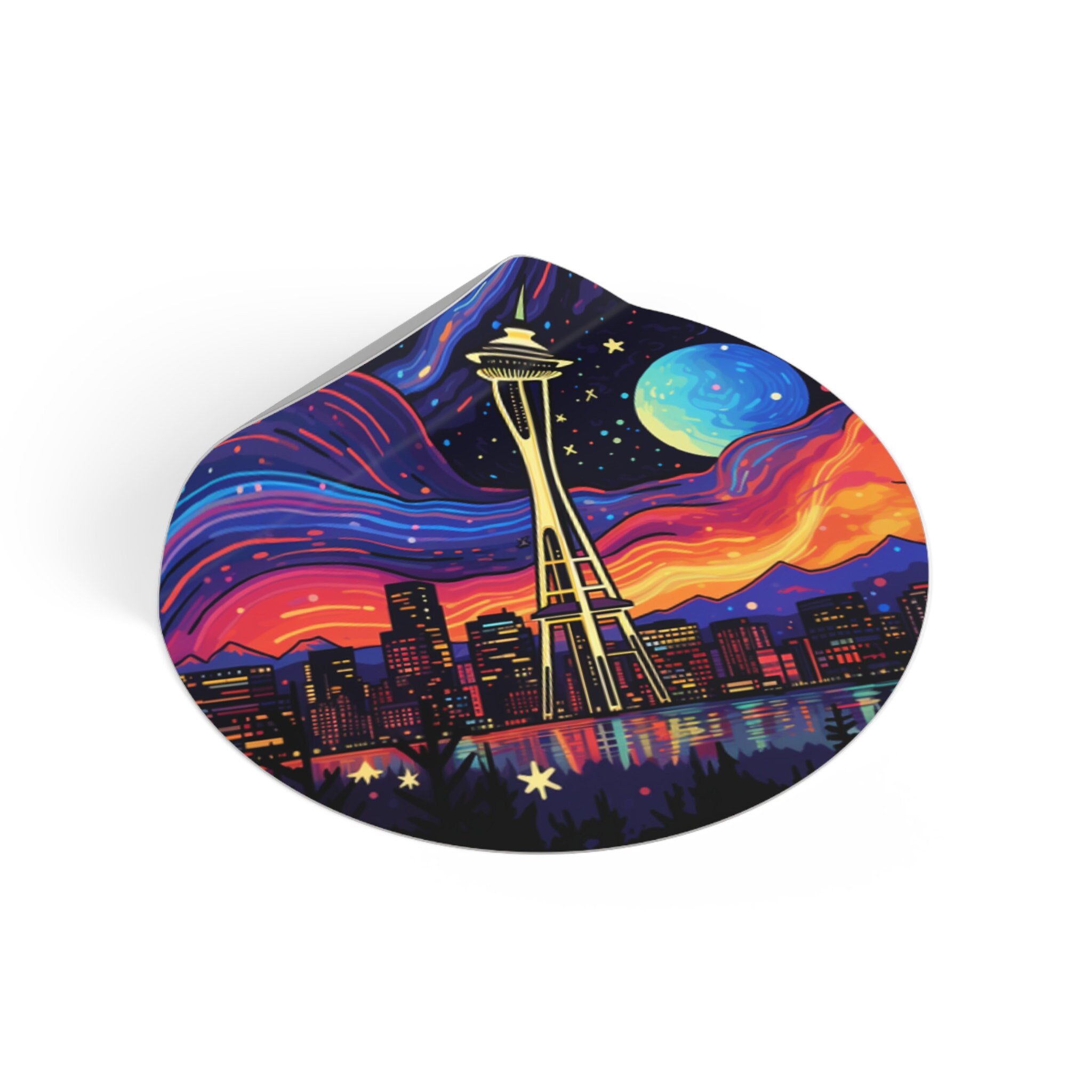 Seattle Sticker Night Design Seattle Vinyl Sticker Seattle Gift Travel ...