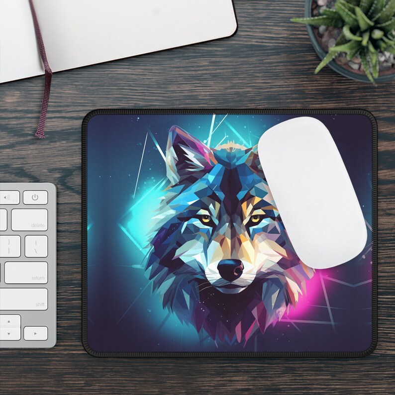 Wolf Gaming Mouse Pad Wolf Geometric Pad Cyber Wolf Design Wolf Design ...