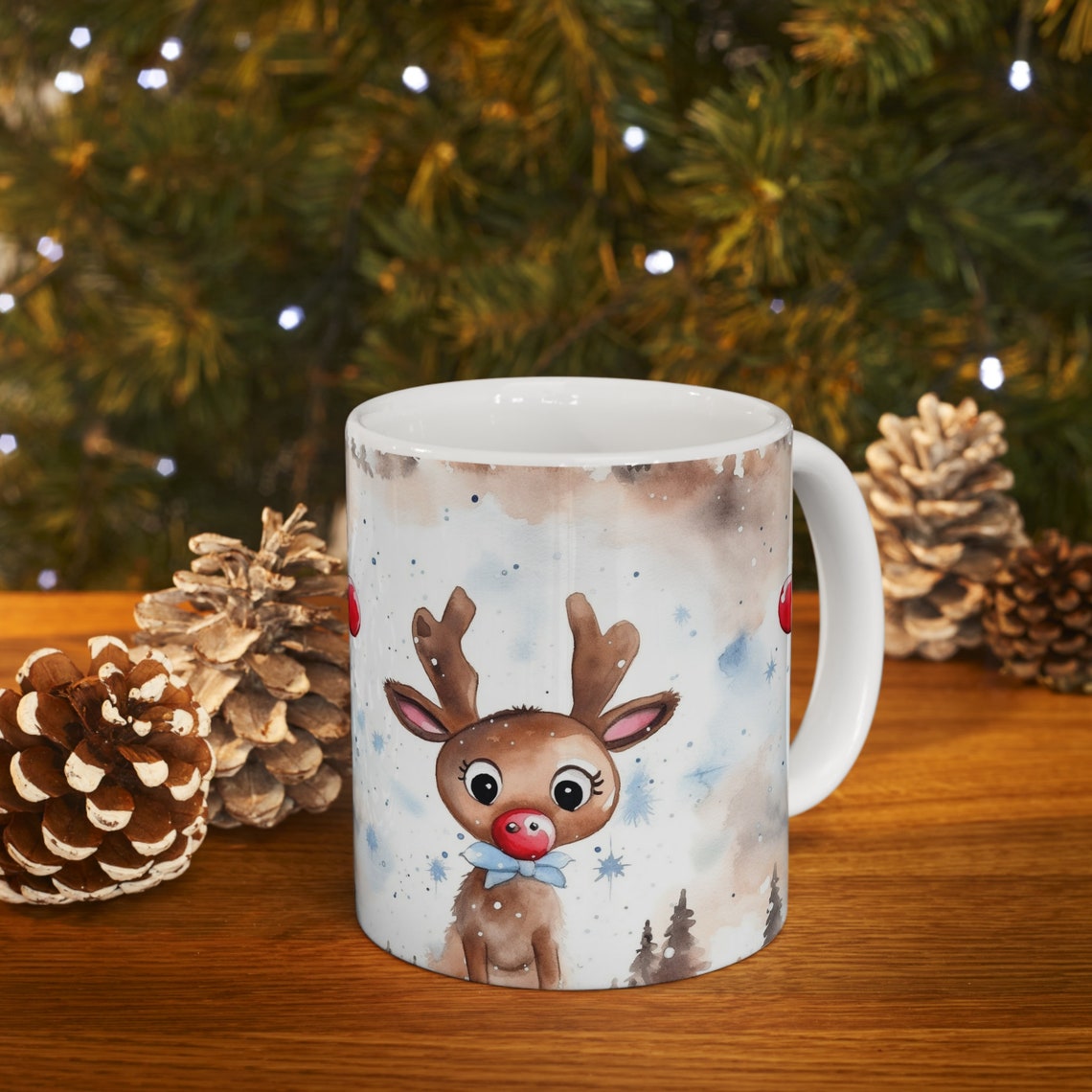 Reindeer Ceramic Reindeer Cup Reindeer Mug Christmas Mug Christmas Cup ...