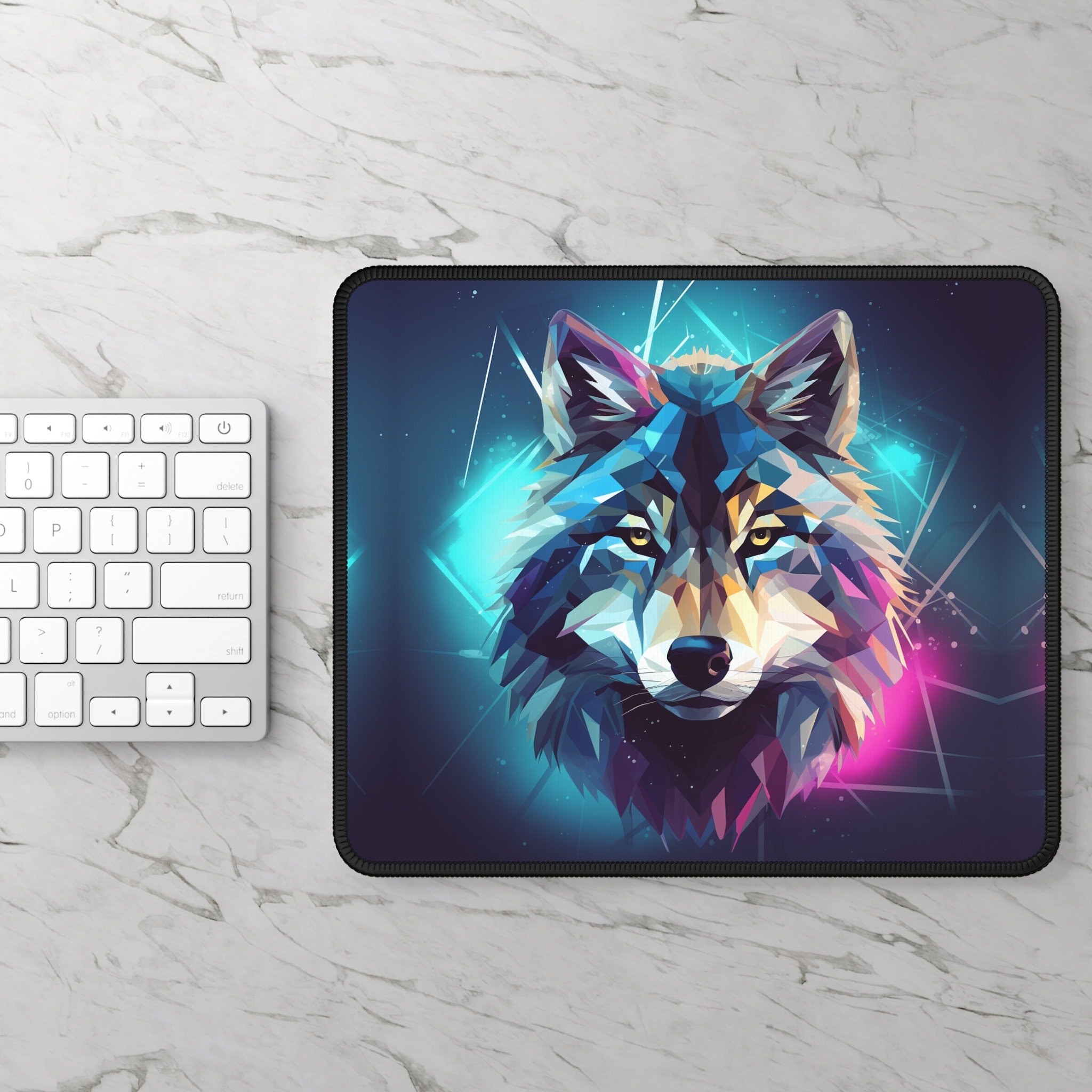 Wolf Gaming Mouse Pad Wolf Geometric Pad Cyber Wolf Design Wolf Design ...