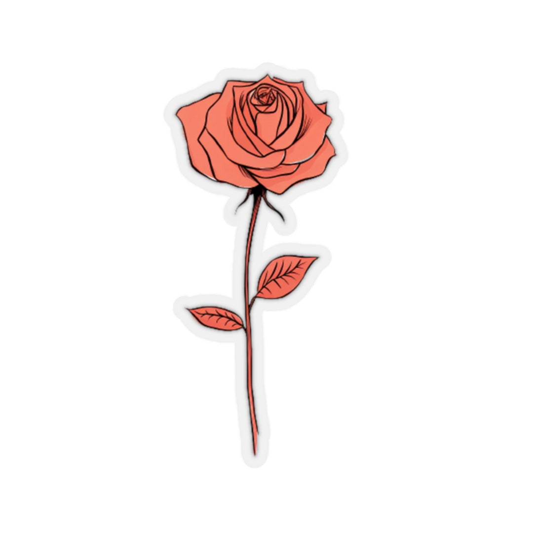 Red Rose Sticker, Rose Design, Flower Sticker, Floral Sticker, Laptop ...