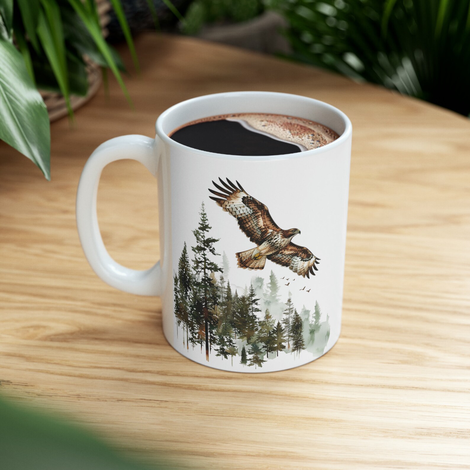 Hawk Ceramic Mug 11oz Hawk Mug Hawk Cup Forest Mug Nature Cup Hawk ...