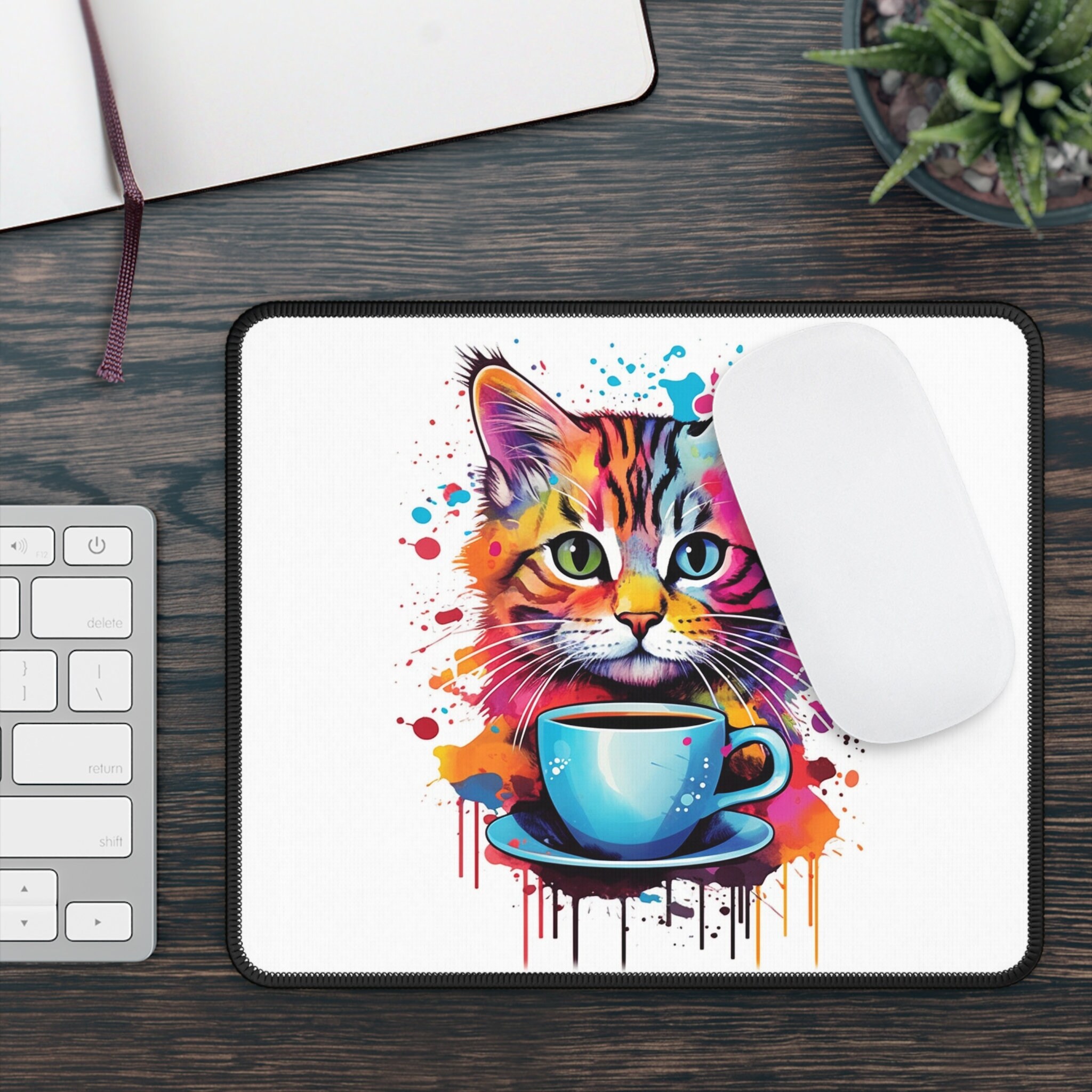 Cat Painting Design Gaming Mouse Pad Cat Mouse Pad Coffee Mouse Pad ...