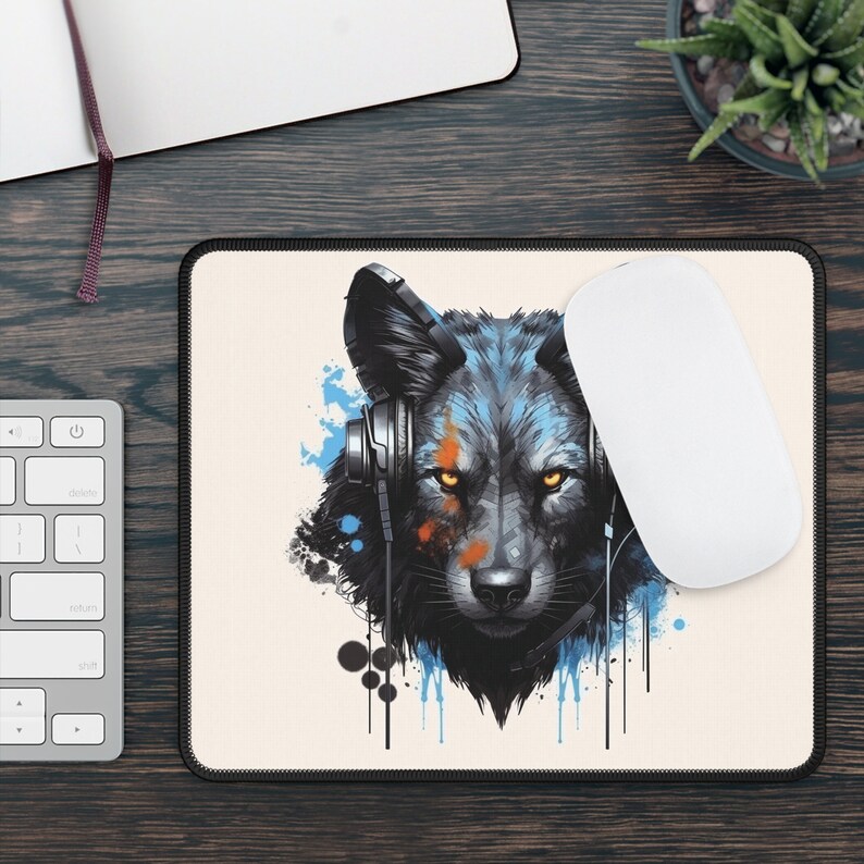 Black Wolf Gaming Mouse Pad Black Wolf Design Mouse Pad Black Wolf ...