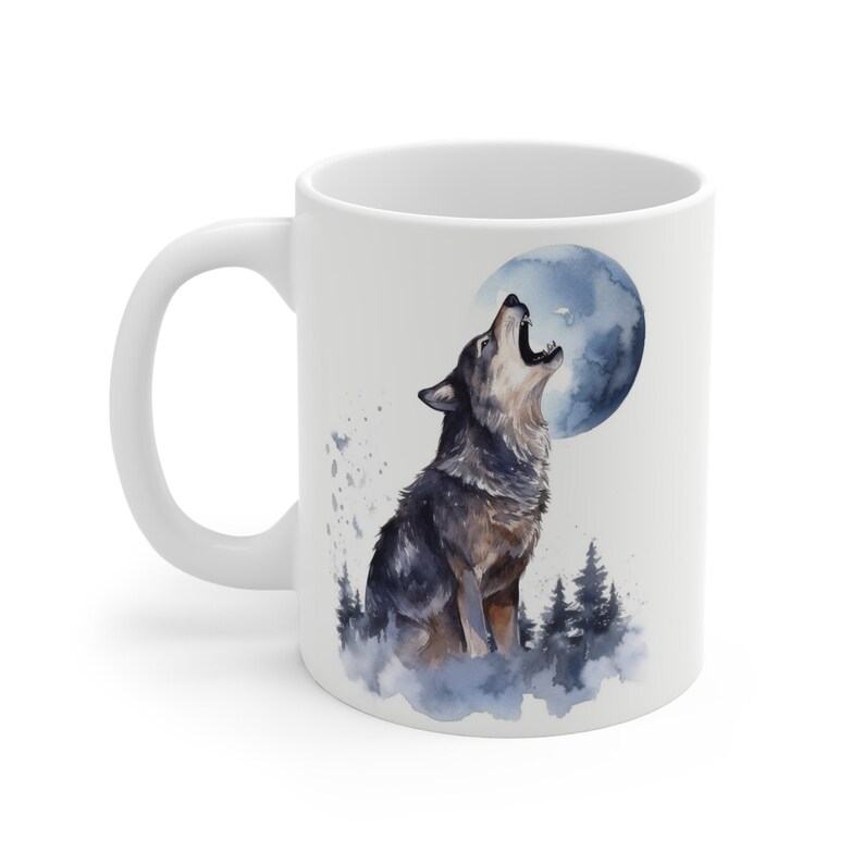 Wolf Mug Wolf Cup Wolf Howling Mug Lobo Taza Forest Cup Howling Wolf ...