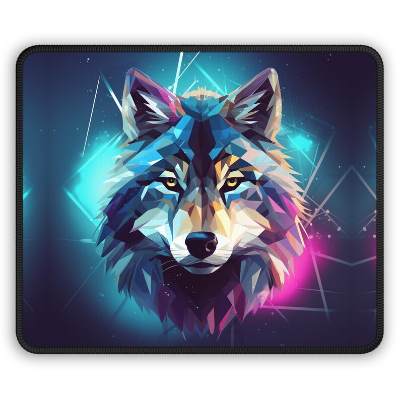 Wolf Gaming Mouse Pad Wolf Geometric Pad Cyber Wolf Design Wolf Design ...