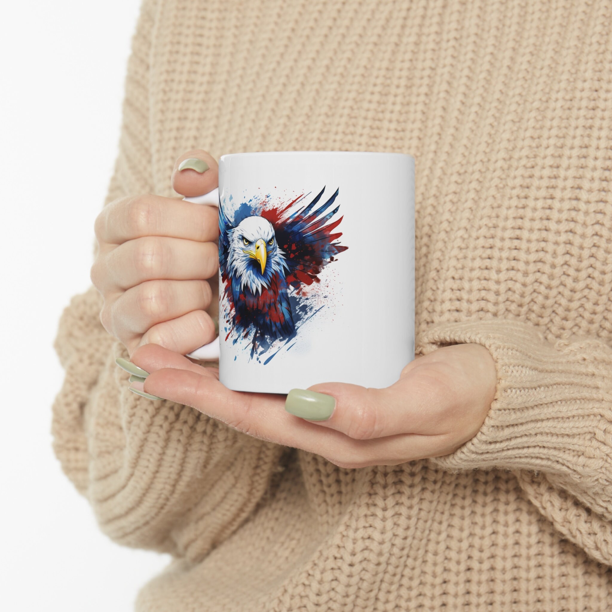 Eagle With Splatter Background Design Mug Eagle Coffee Mug American ...
