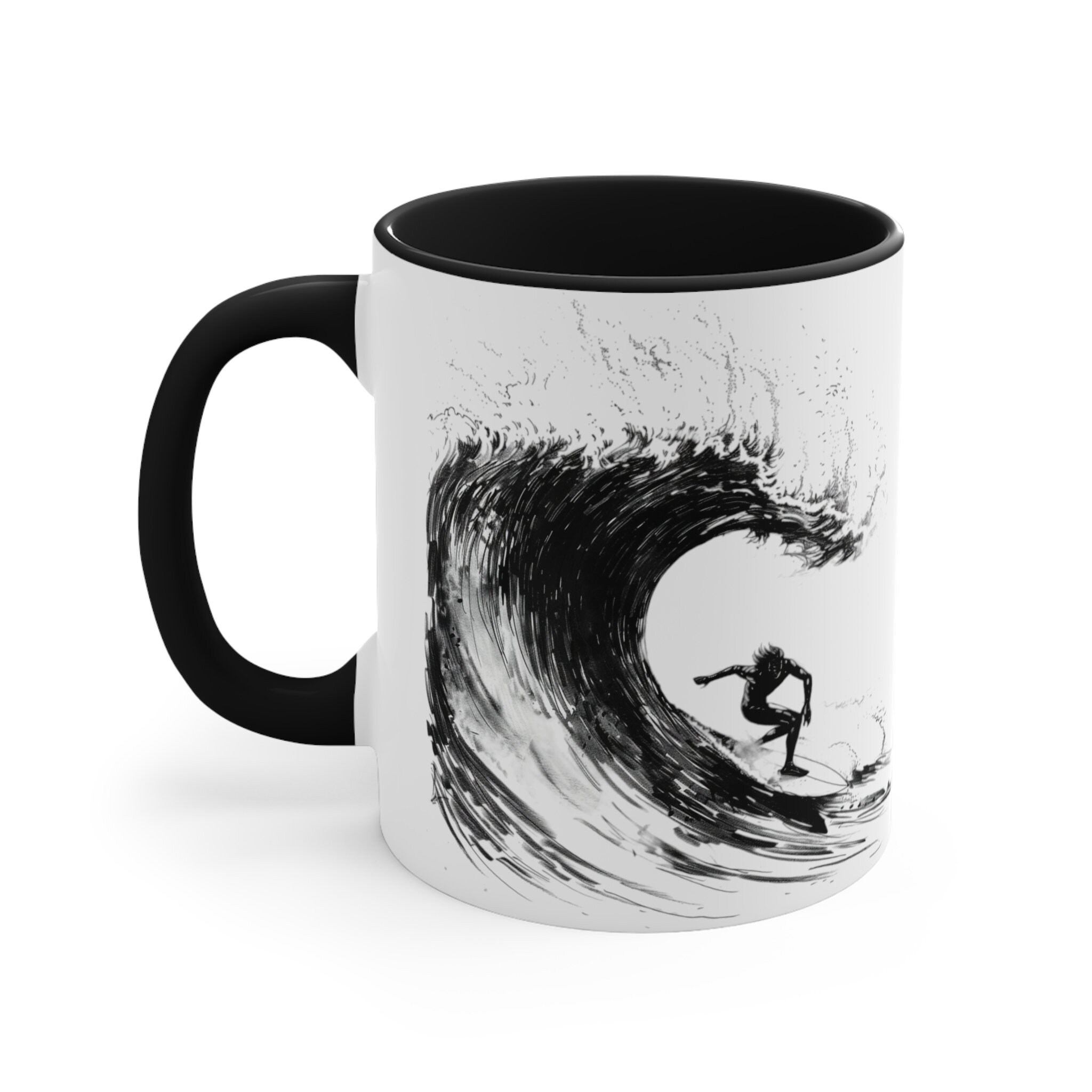 Surfing Black and White Coffee Mug 11oz Surfing Mug Surfing Cup Surfing ...