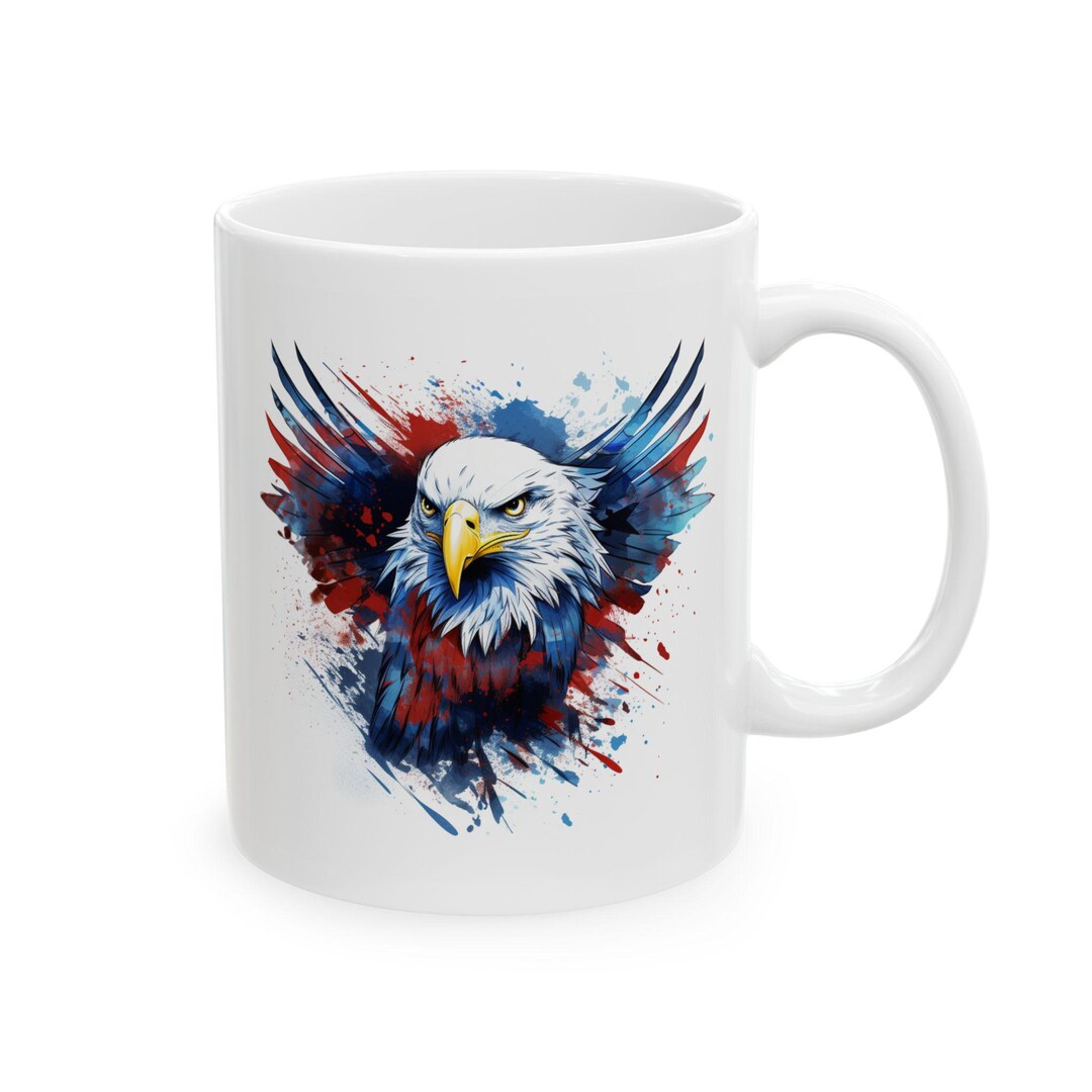 Eagle With Splatter Background Design Mug Eagle Coffee Mug American ...