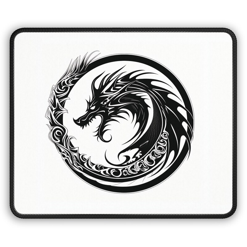 Black and White Dragon Mouse Pad - Etsy