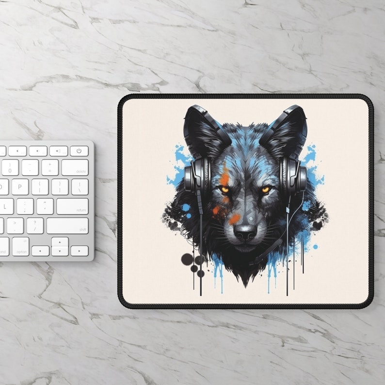 Black Wolf Gaming Mouse Pad Black Wolf Design Mouse Pad Black Wolf ...