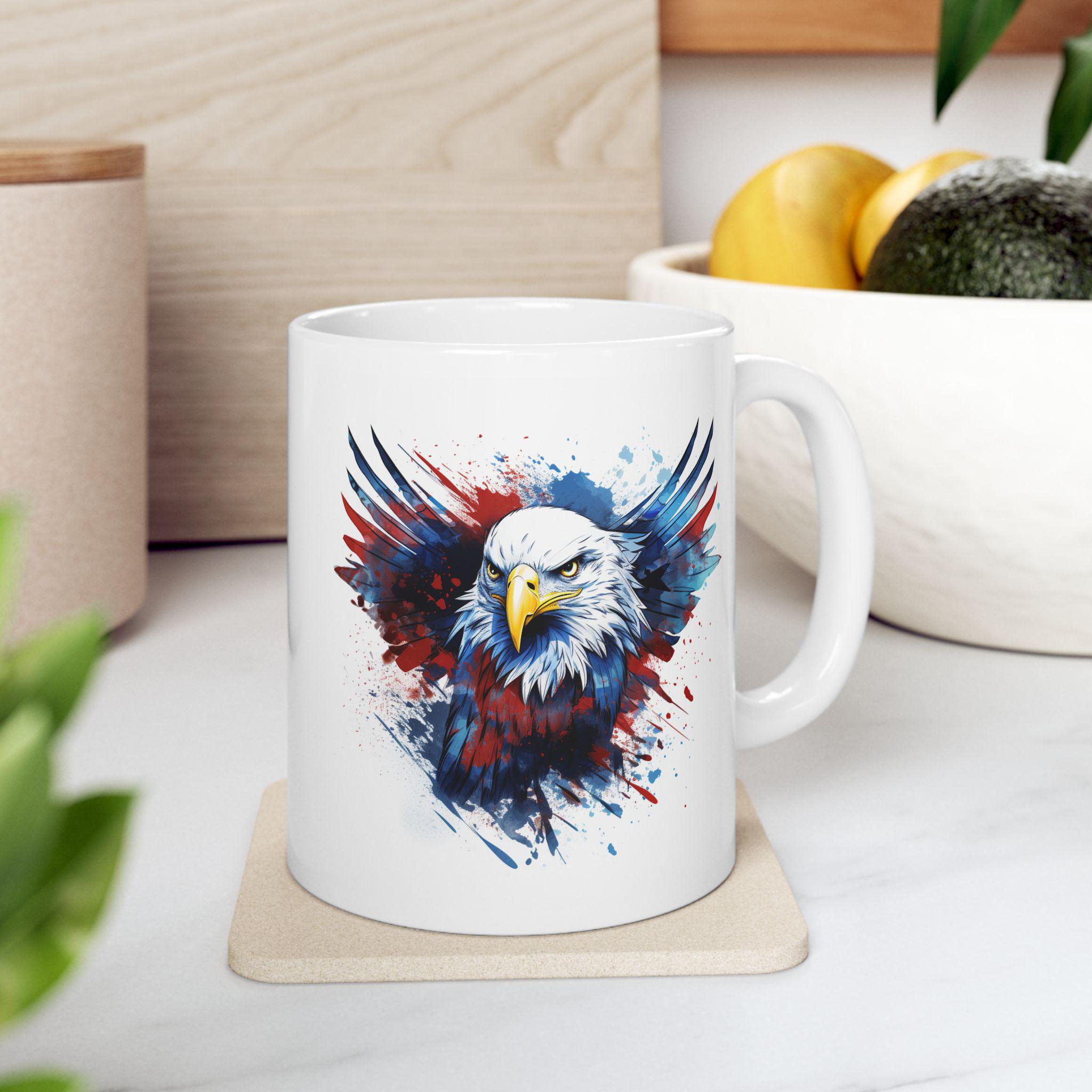 Eagle With Splatter Background Design Mug Eagle Coffee Mug American ...