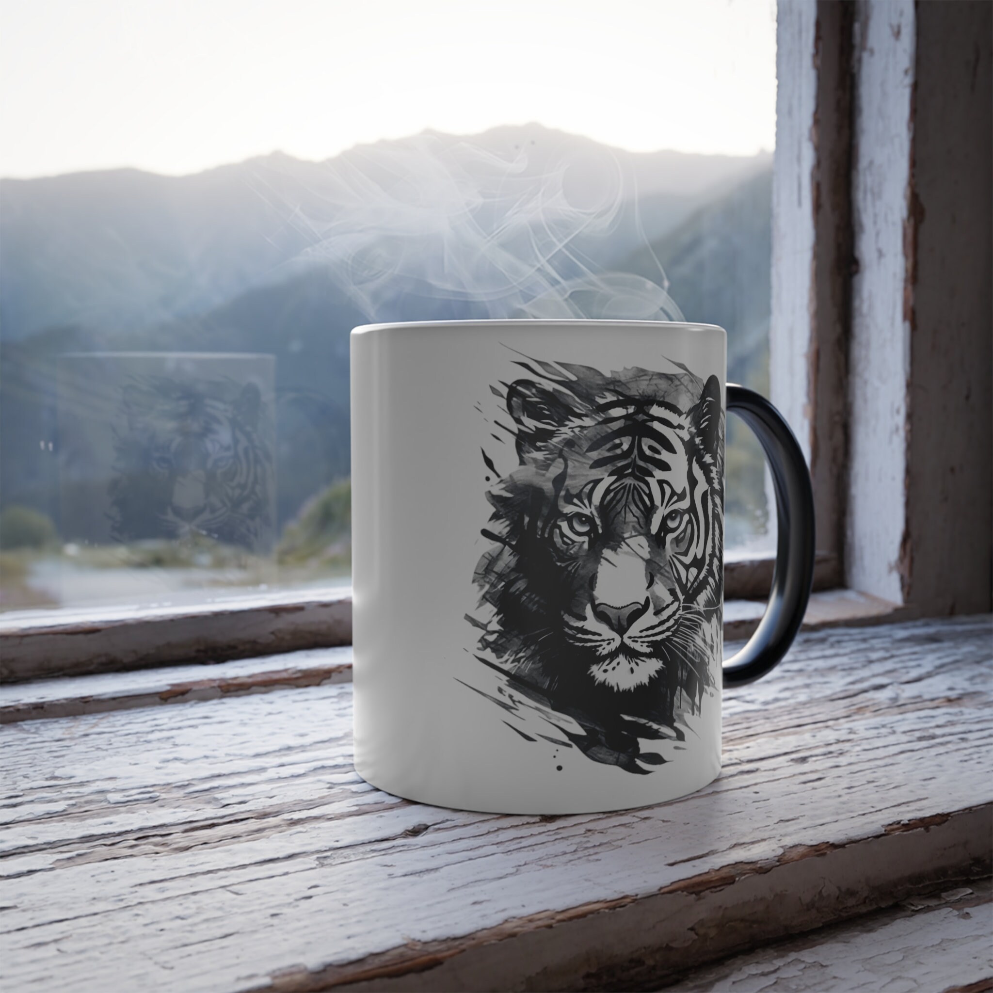 Tiger Drawing Color Morphing Mug 11oz Tiger Mug Tiger Cup Tiger Coffee ...