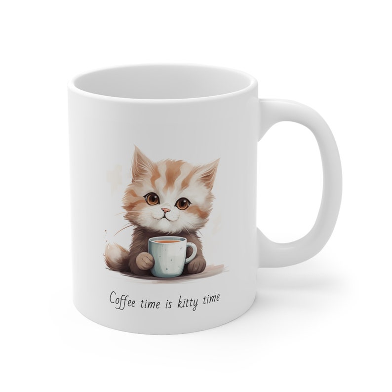 Cute Kitty Mug Coffee Time is Kitty Time Cat Mug Cat Cup Cat - Etsy