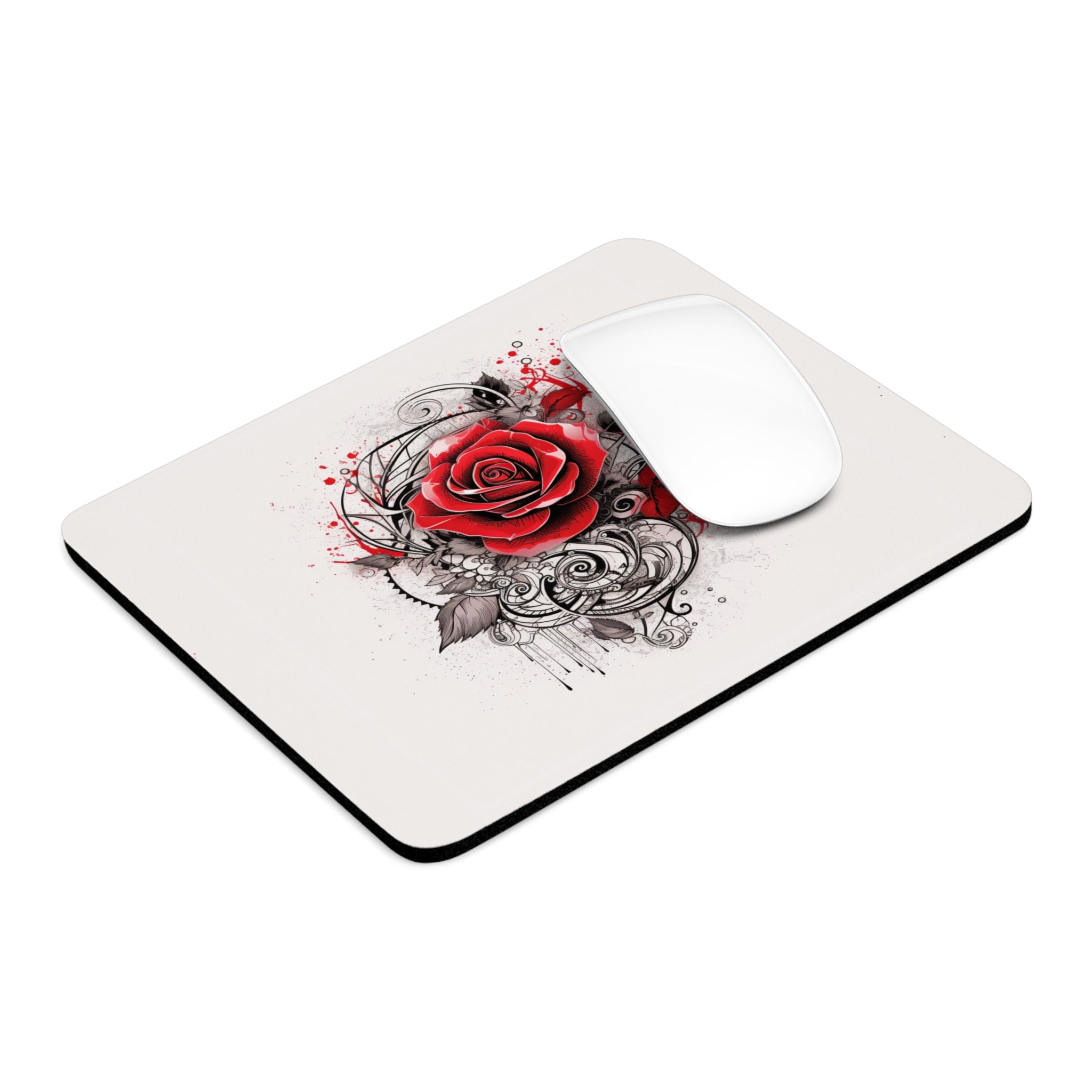 Rose Design Mouse Pad Red Rose Mouse Pad Single Rose Design Mouse Pad ...