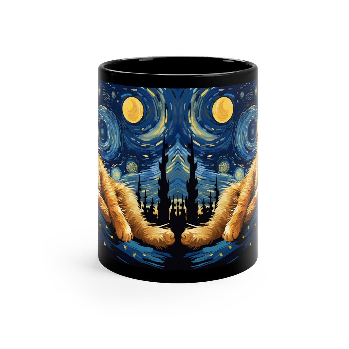 Sleeping Cat Starry Night Ceramic Coffee Mug Cat Lover Coffee Cup Art ...