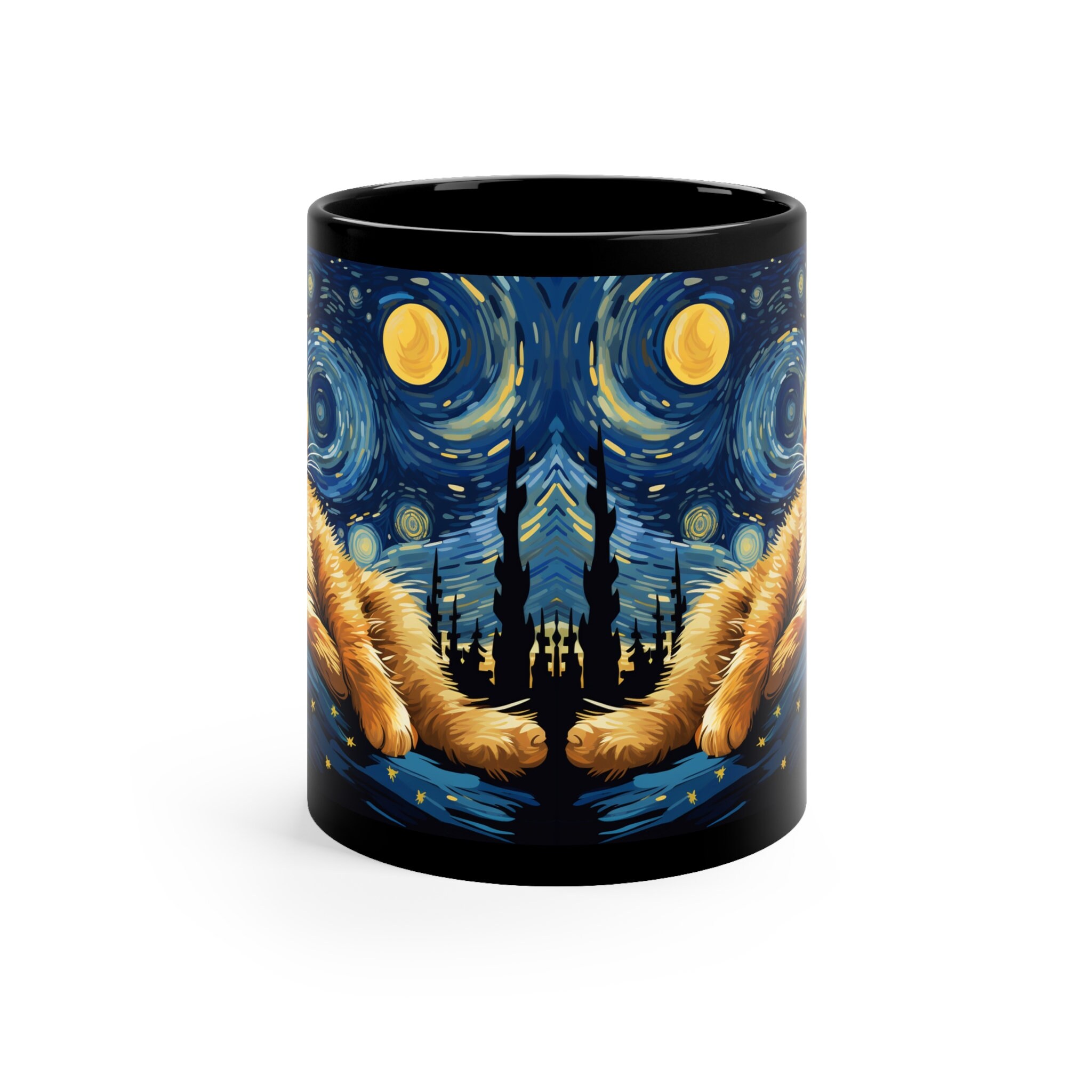 Sleeping Cat Starry Night Ceramic Coffee Mug Cat Lover Coffee Cup Art ...