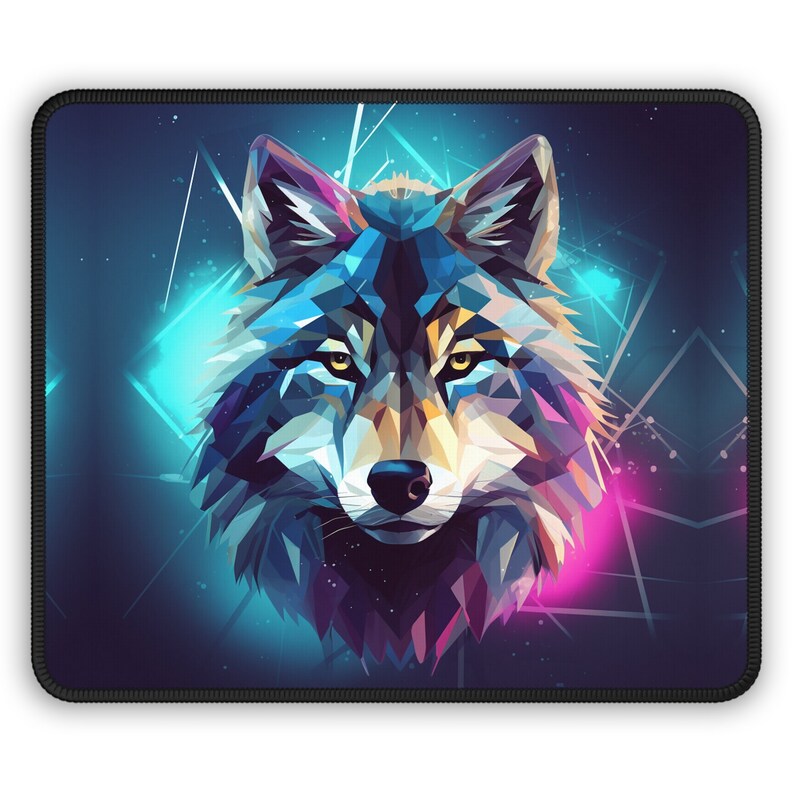 Wolf Gaming Mouse Pad Wolf Geometric Pad Cyber Wolf Design Wolf Design ...