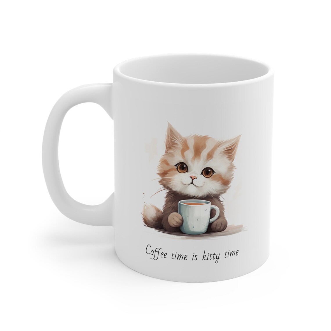 Cute Kitty Mug Coffee Time is Kitty Time Cat Mug Cat Cup Cat - Etsy