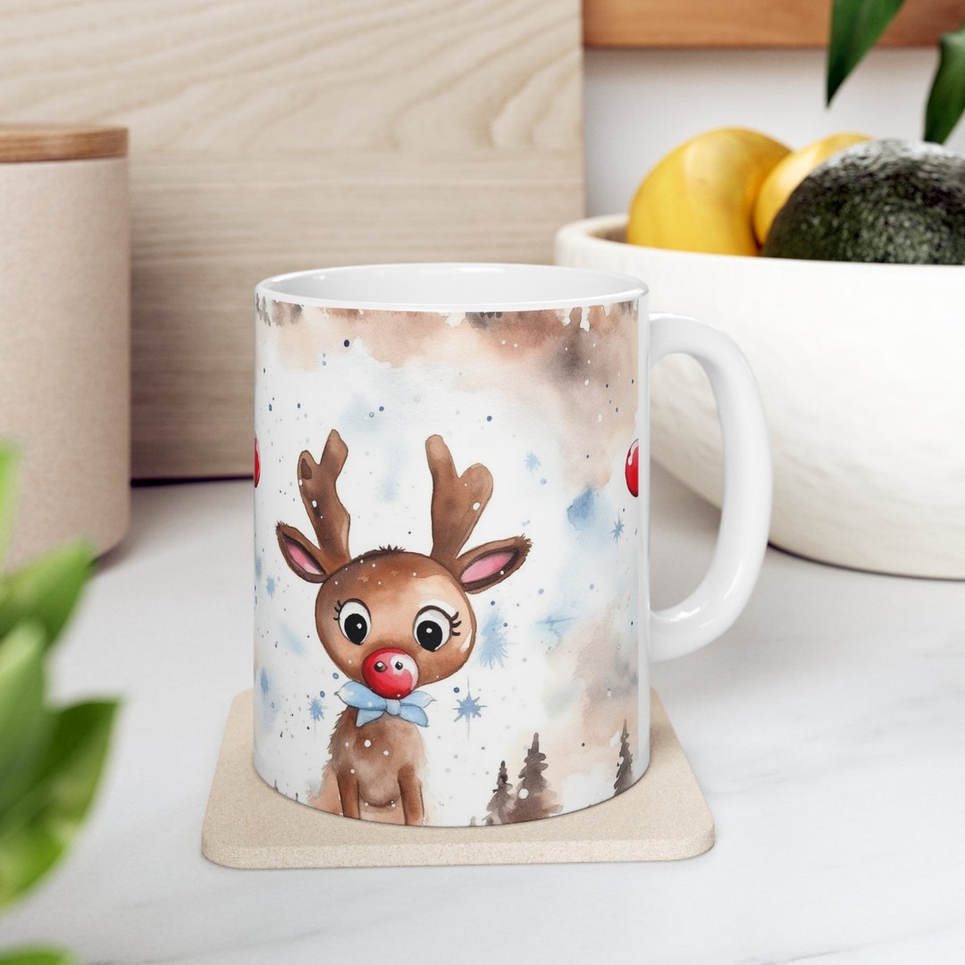 Reindeer Ceramic Reindeer Cup Reindeer Mug Christmas Mug Christmas Cup ...